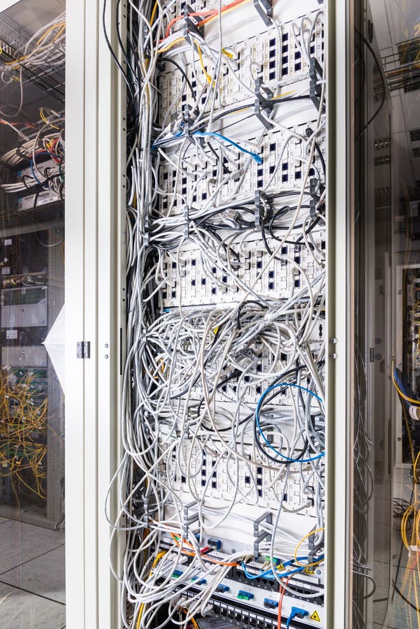 Server Rack with Switch Boards and Cables Stock Image - Image of ...