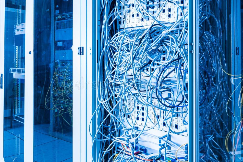 Server Rack with Switch Boards and Cables Stock Image - Image of ...