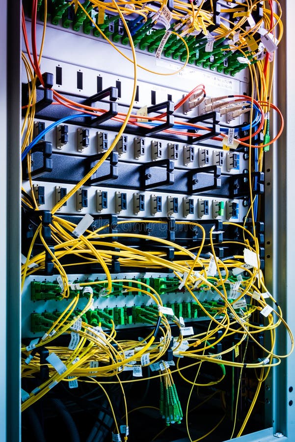 Server Rack with Switch Boards and Cables Stock Image - Image of ...