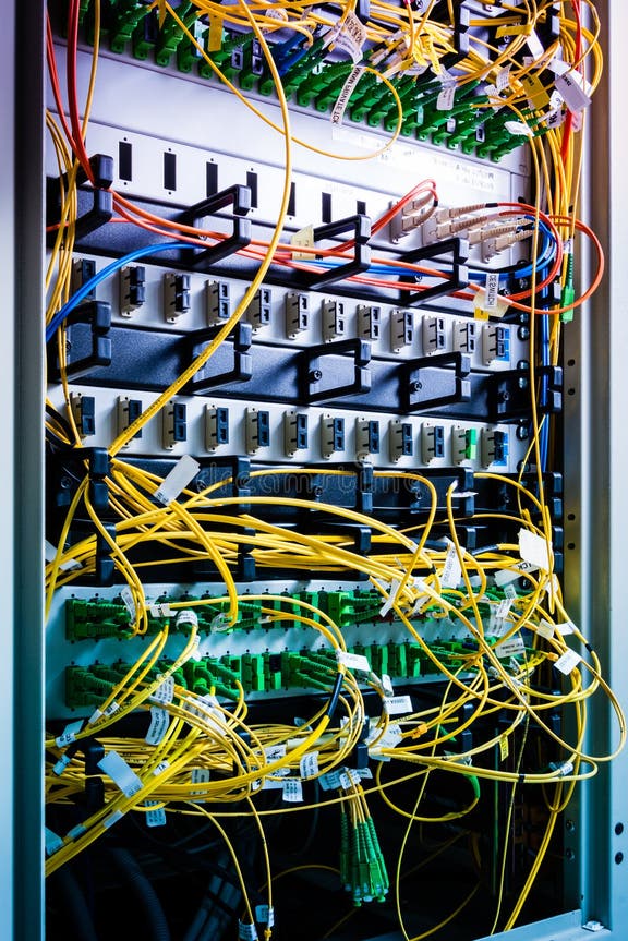 Server Rack with Switch Boards and Cables Stock Image - Image of ...
