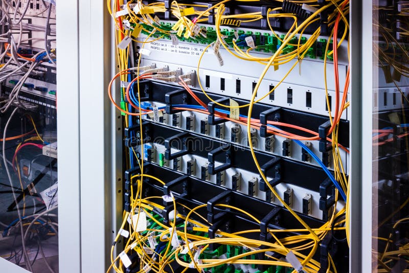 Server Rack with Switch Boards and Cables Stock Image - Image of panel ...