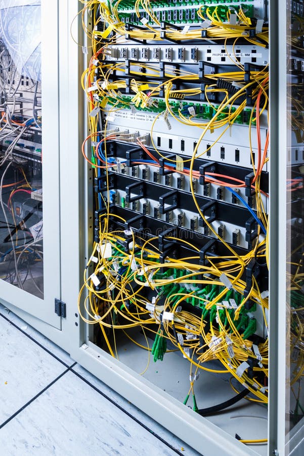 Server Rack with Switch Boards and Cables Stock Image - Image of host ...