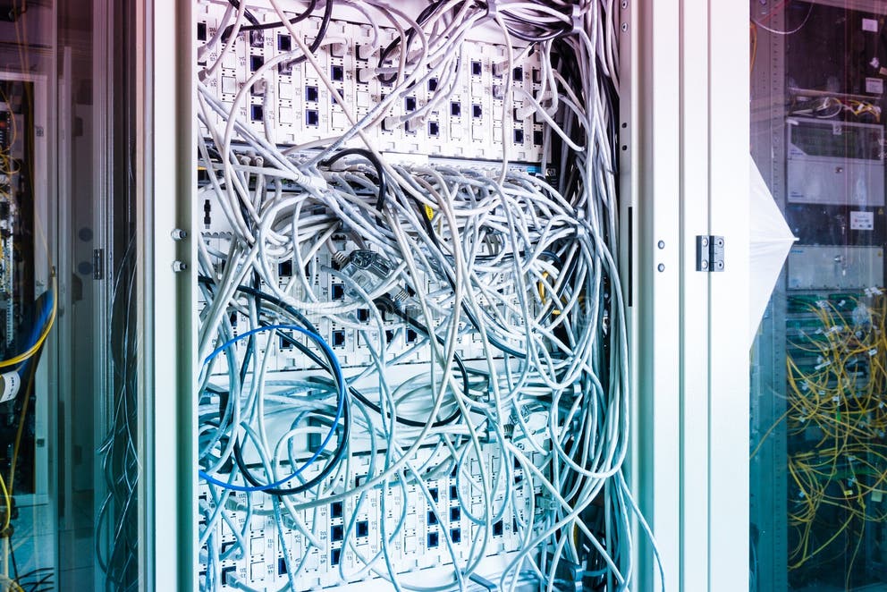 Server Rack with Switch Boards and Cables Stock Photo - Image of panel ...