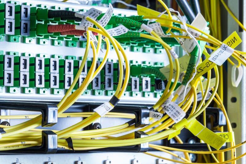 Server Rack with Switch Boards and Cables Stock Image - Image of cable ...