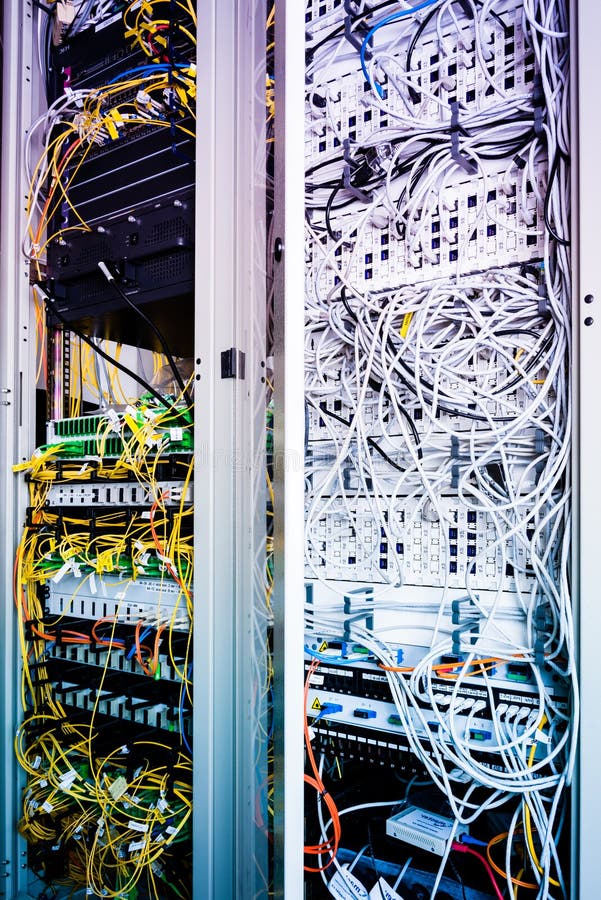 Server Rack with Switch Boards and Cables Stock Image - Image of ...