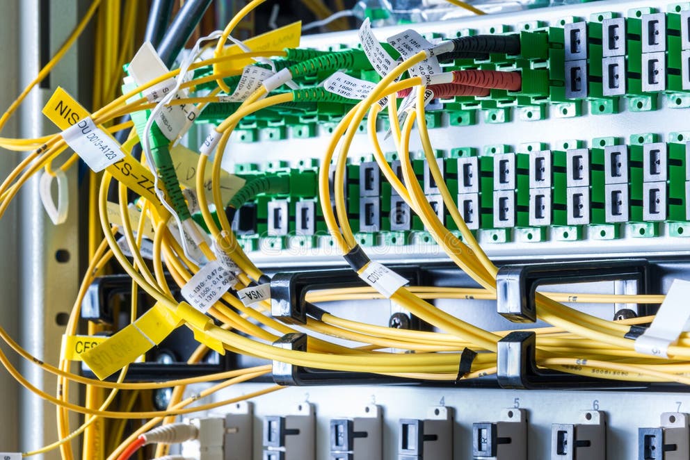 Server Rack with Switch Boards and Cables Stock Image - Image of center ...