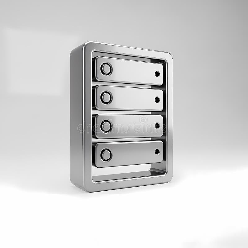 Metallic Server Rack Icon stock illustration. Illustration of digital ...