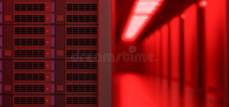 Server Rack Toned in Red Neon Color Stock Illustration - Illustration ...