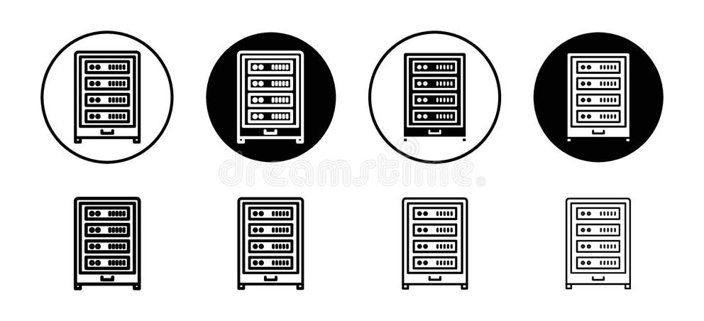 Server Rack Vector Icon Set Collection. Server Rack Outline Flat Icon ...
