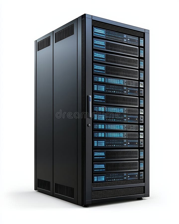 Server Rack White Isolate Background Stock Illustration - Illustration ...