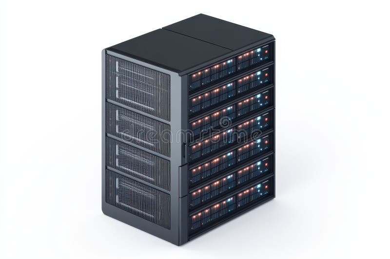 Server Rack on a White Space Isolated on White Background Stock ...