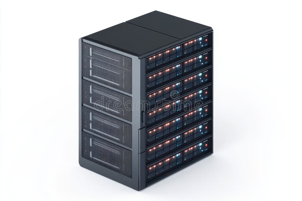 Server Rack on a White Space Isolated on White Background Stock ...