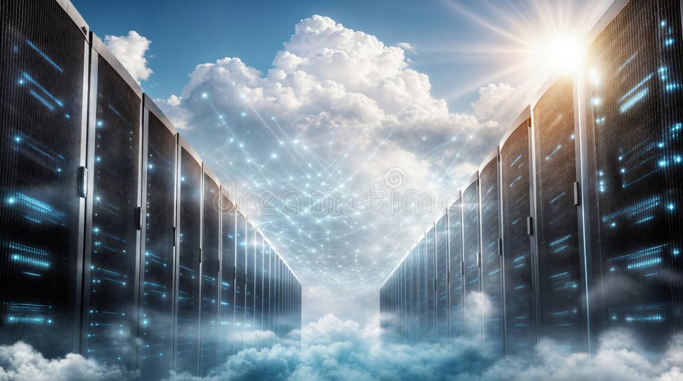 Server Racks and Cloud Computing Technology Connecting with Data ...