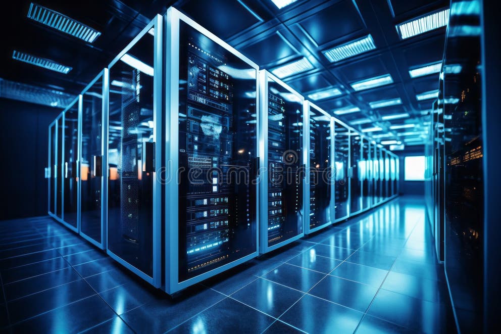 Server Racks in Computer Network Security Server Room Data Center Stock ...