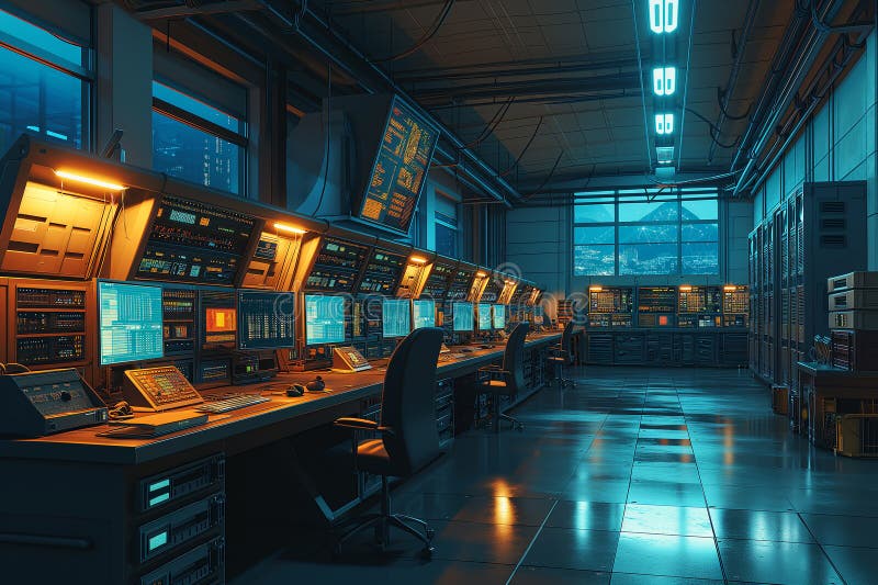 Server Racks in Computer Network Security Server Room Data Center. 3D ...