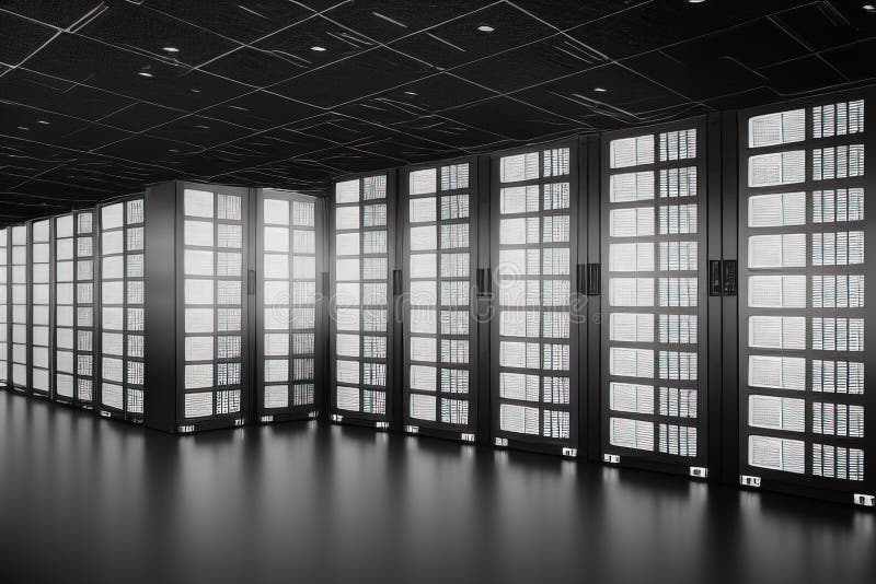 Server Racks in Computer Network Security Server Room Data Center. 3D ...