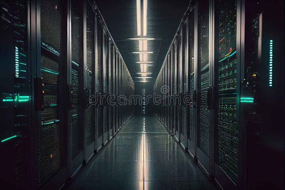Server Racks in Computer Network Security Server Room Data Center. 3D ...