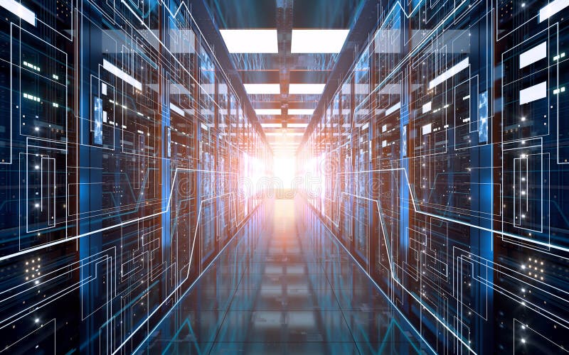 Server Racks in Computer Network Security Server Room Data Center, 3d ...