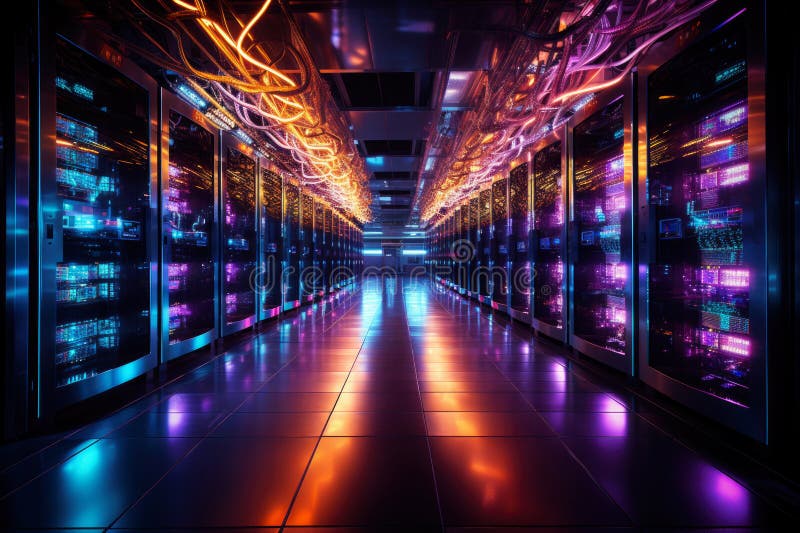 Server Racks in Computer Network Security Server Room, Futuristic Data Center, AI Generated ...