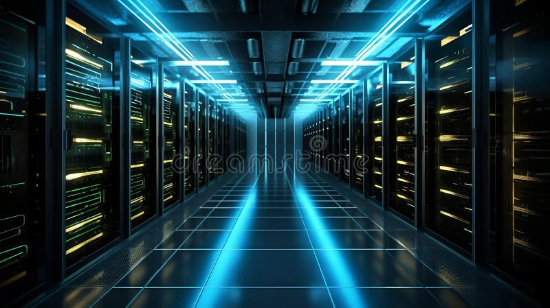 Server Racks in Computer Network Security Server Room. Generative AI ...