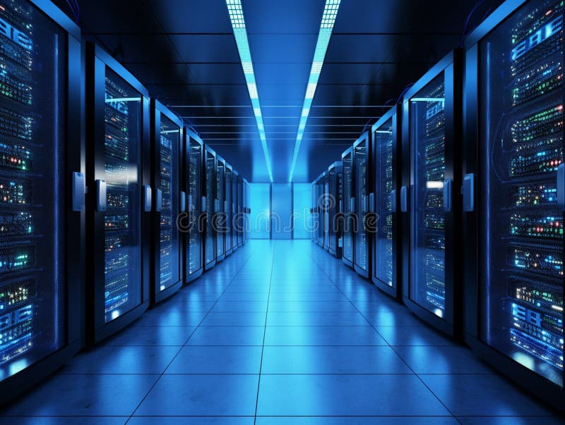 Server Racks in Computer Network Security Server Room Data Center. AI Generative Stock ...