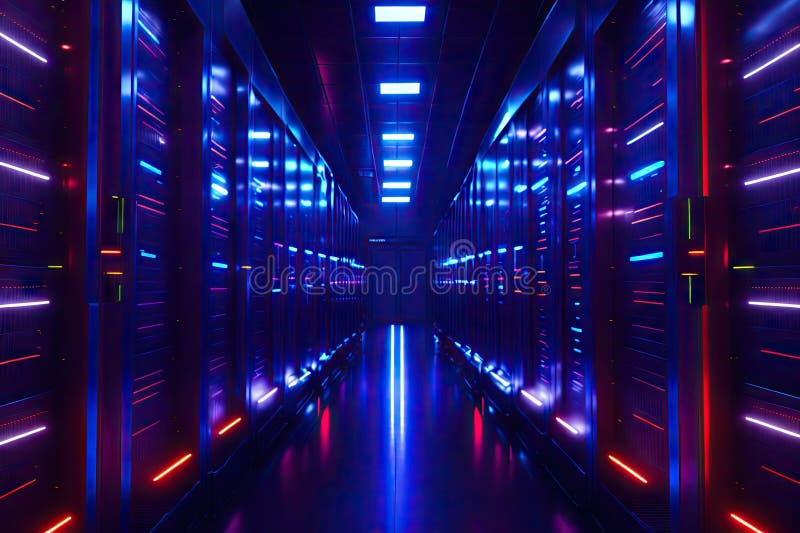 Server Racks In Computer Network Security Server Room Data Center Generative Ai Stock