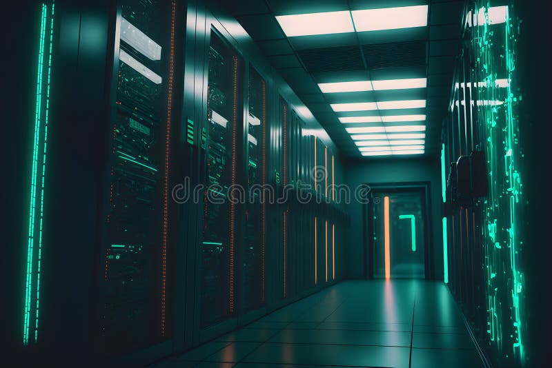 Server Racks In Computer Network Security Server Room Data Center Neural Network Generated Art