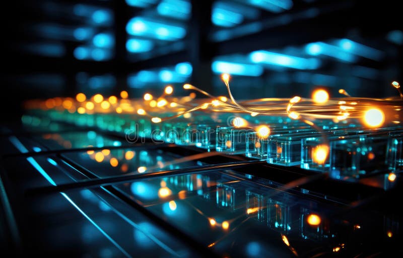 Server Racks In Computer Network Security Server Room Data Center Dark Blue Stock Illustration