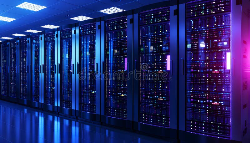 Server Racks in Computer Network Security Server Room Data Cente Stock ...