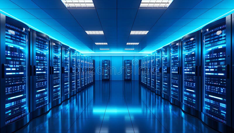 Server Racks In Computer Network Security Server Room Data Cente Stock Illustration