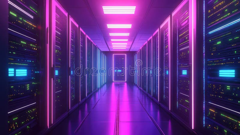 Futuristic Data Center Neon Lights High Speed Connections Stock Photos - Free & Royalty-Free ...
