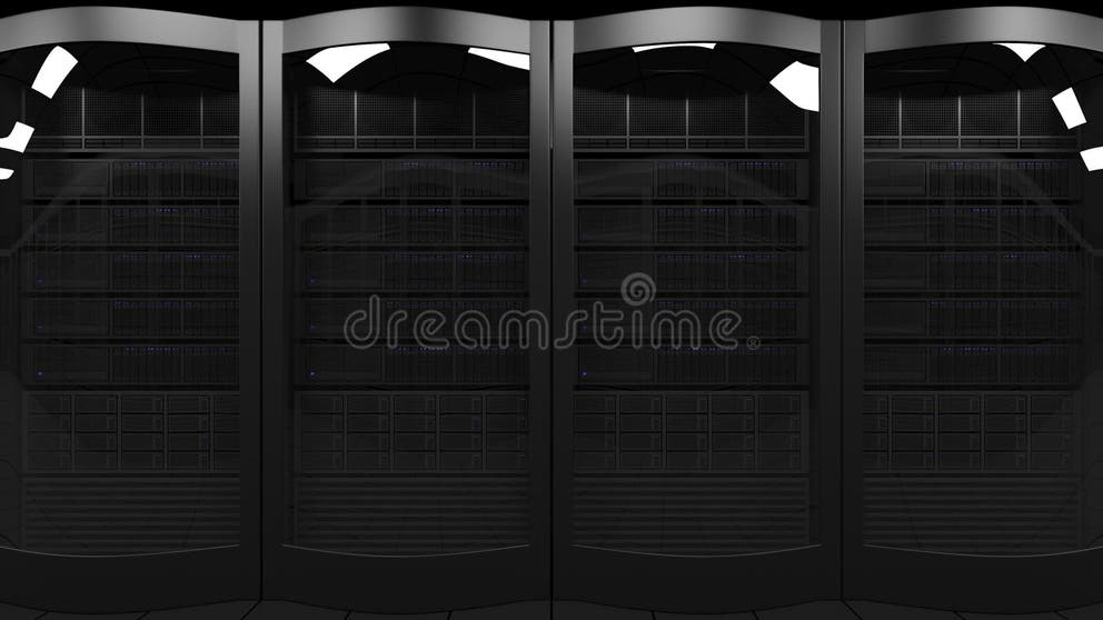 Server Racks 3D Rendering. Cloud Technologies, ISP, Corporate it ...