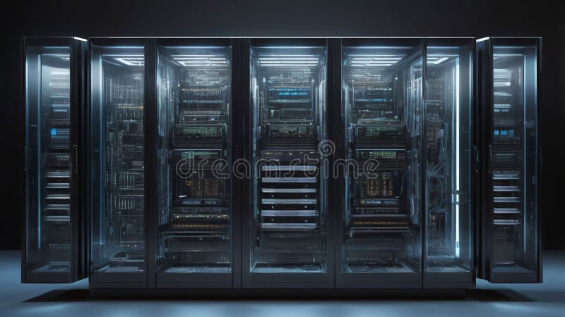 Server Racks in Data Center. Backup, Hosting, Mainframe, Farm and ...