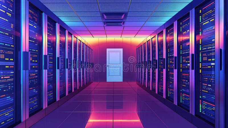 Server Racks in Data Center Room. High-density Networking Equipment ...