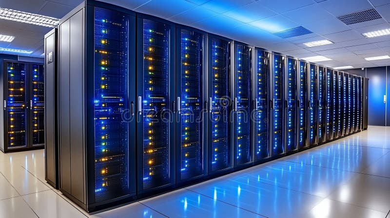 Server Racks in Data Center, Rows of Technology, Modern Infrastructure ...