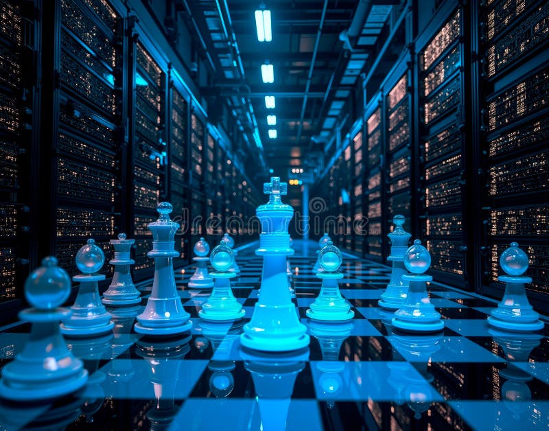 Server Racks Designed As Chess Pieces, Executing Strategic AI Moves ...