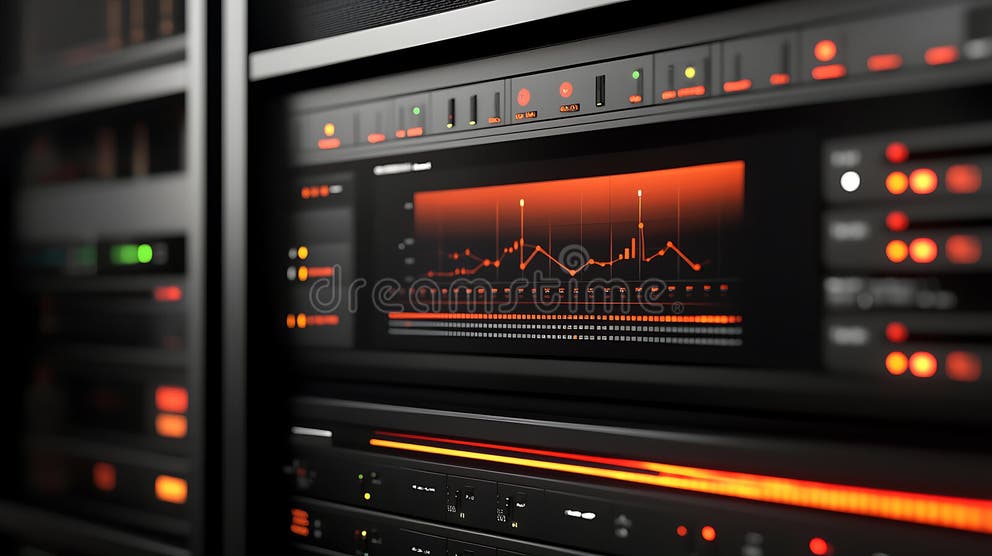 Server Racks Displaying a Real-time Network Graph with Indicator Lights ...