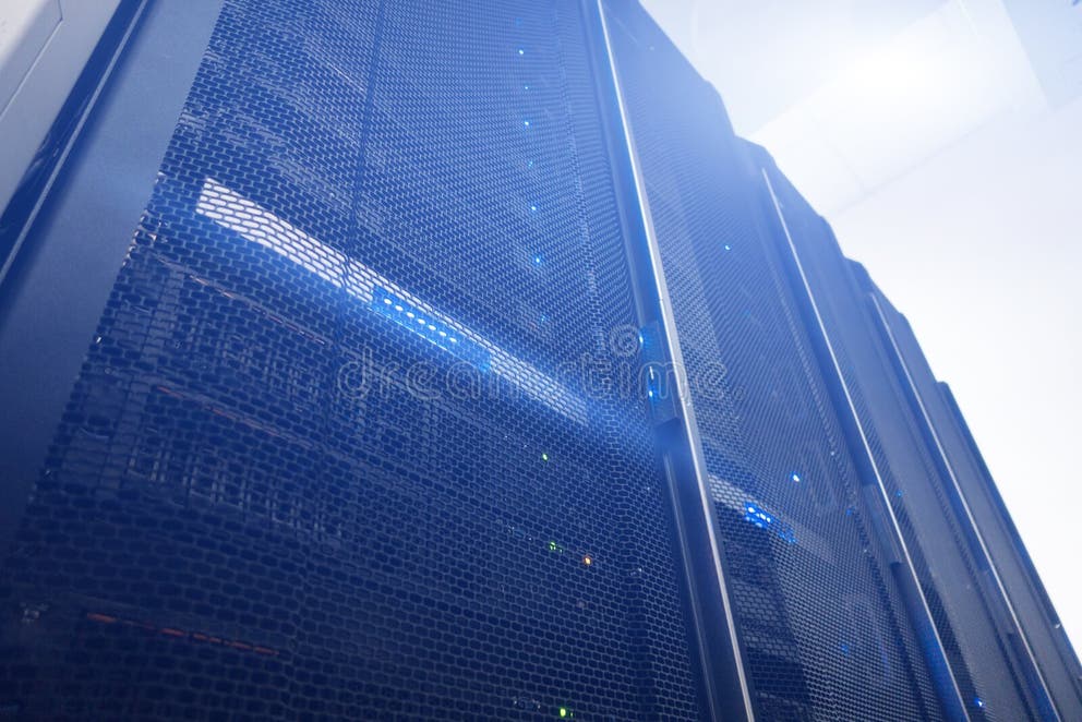 Server Racks in Empty Secure Computer Data Centre Stock Photo - Image ...