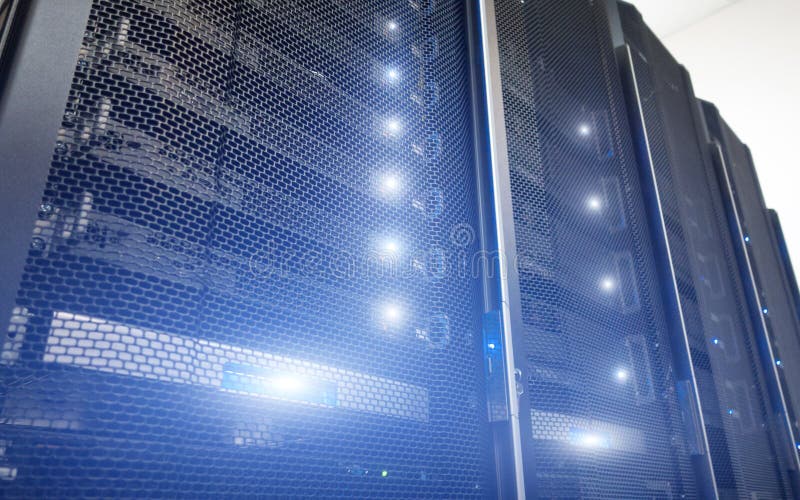 Server Racks in Empty Secure Computer Data Centre Stock Photo - Image ...