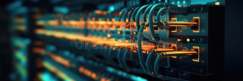 Server Racks with Equipment and Wires Stock Illustration - Illustration ...
