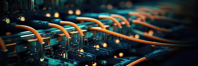 Server Racks with Equipment and Wires Stock Illustration - Illustration ...
