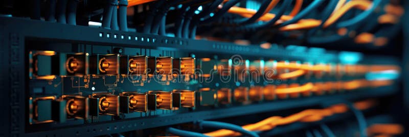 Server Racks with Equipment and Wires Stock Illustration - Illustration ...