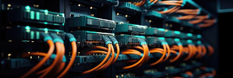 Server Racks with Equipment and Wires Stock Photo - Image of service ...