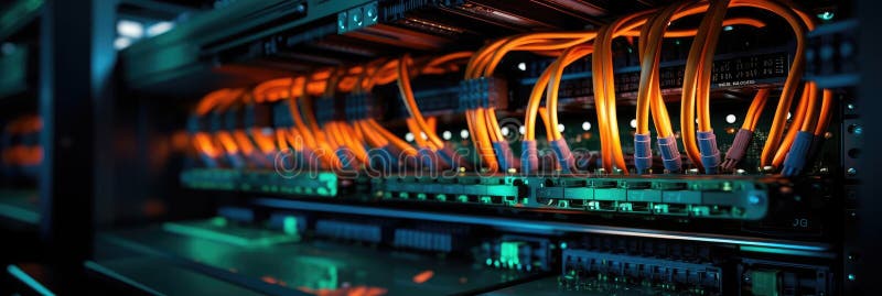 Server Racks with Equipment and Wires Stock Image - Image of rack ...