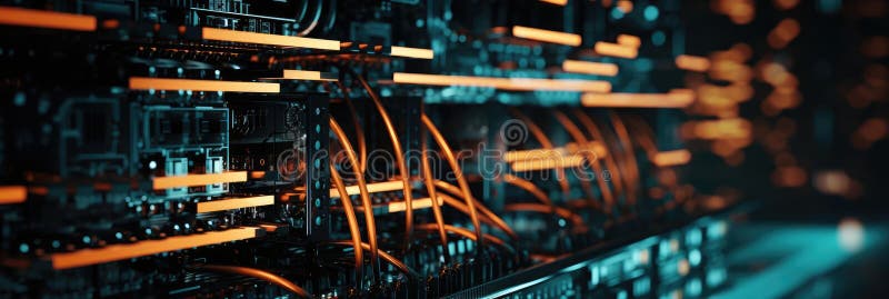 Server Racks with Equipment and Wires Stock Illustration - Illustration ...