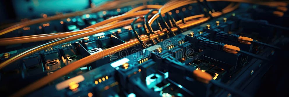 Server Racks with Equipment and Wires Stock Illustration - Illustration ...