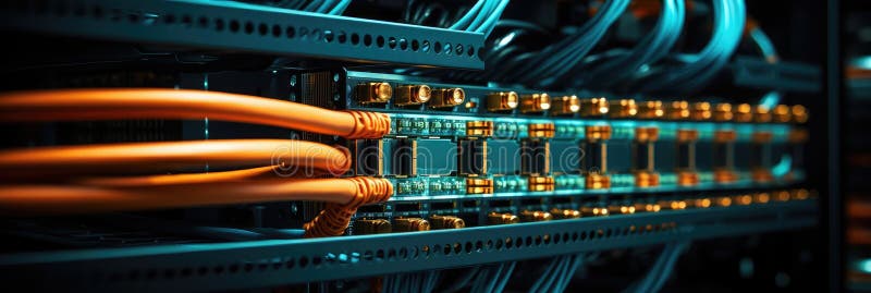 Server Racks with Equipment and Wires Stock Illustration - Illustration ...