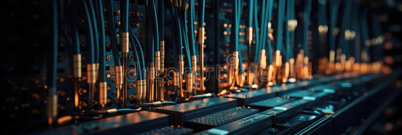 Server Racks with Equipment and Wires Stock Illustration - Illustration ...