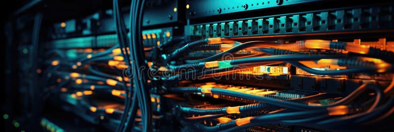 Server Racks with Equipment and Wires Stock Illustration - Illustration ...