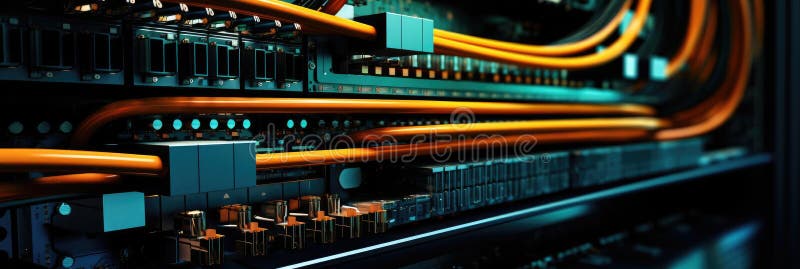 Server Racks with Equipment and Wires Stock Illustration - Illustration ...